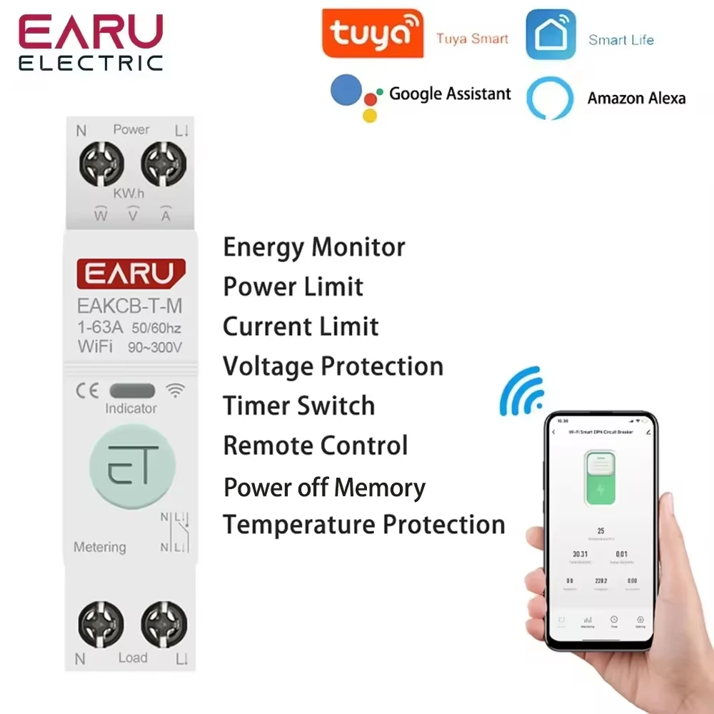Tuya-WiFi-Smart-Circuit-Breaker-MCB-Timer-1P-N-63A-Power-Energy-kWh ...