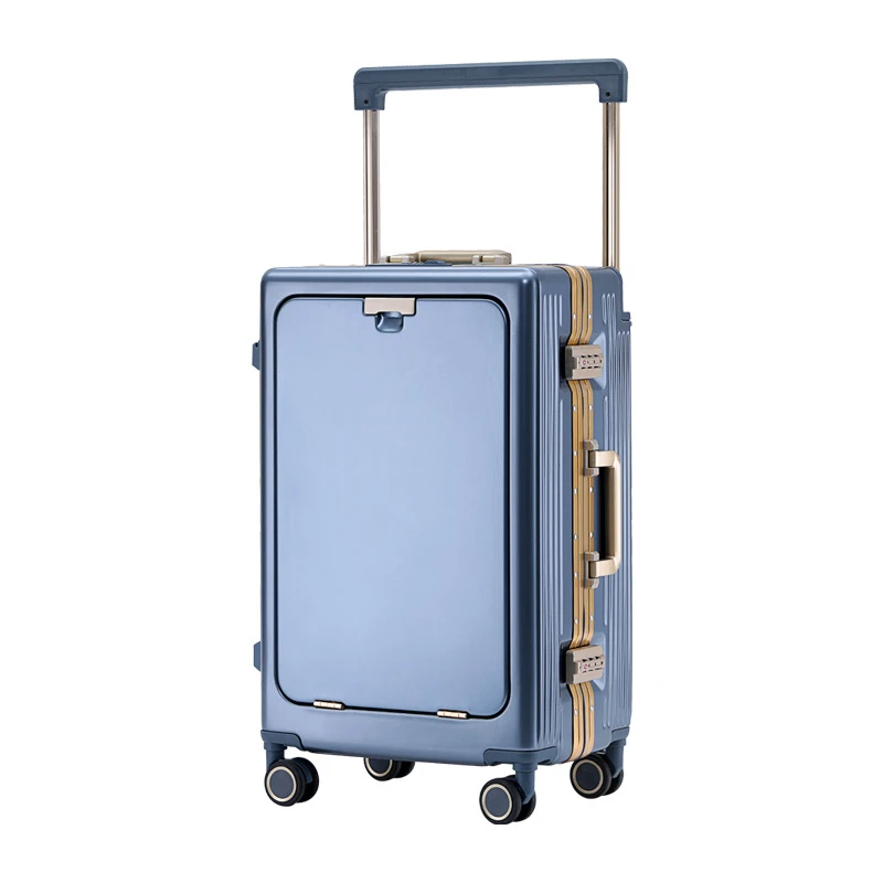 Fashion-Rolling-Luggage-Wide-Handle-Travel-Suitcase-Front-open-Trunk ...