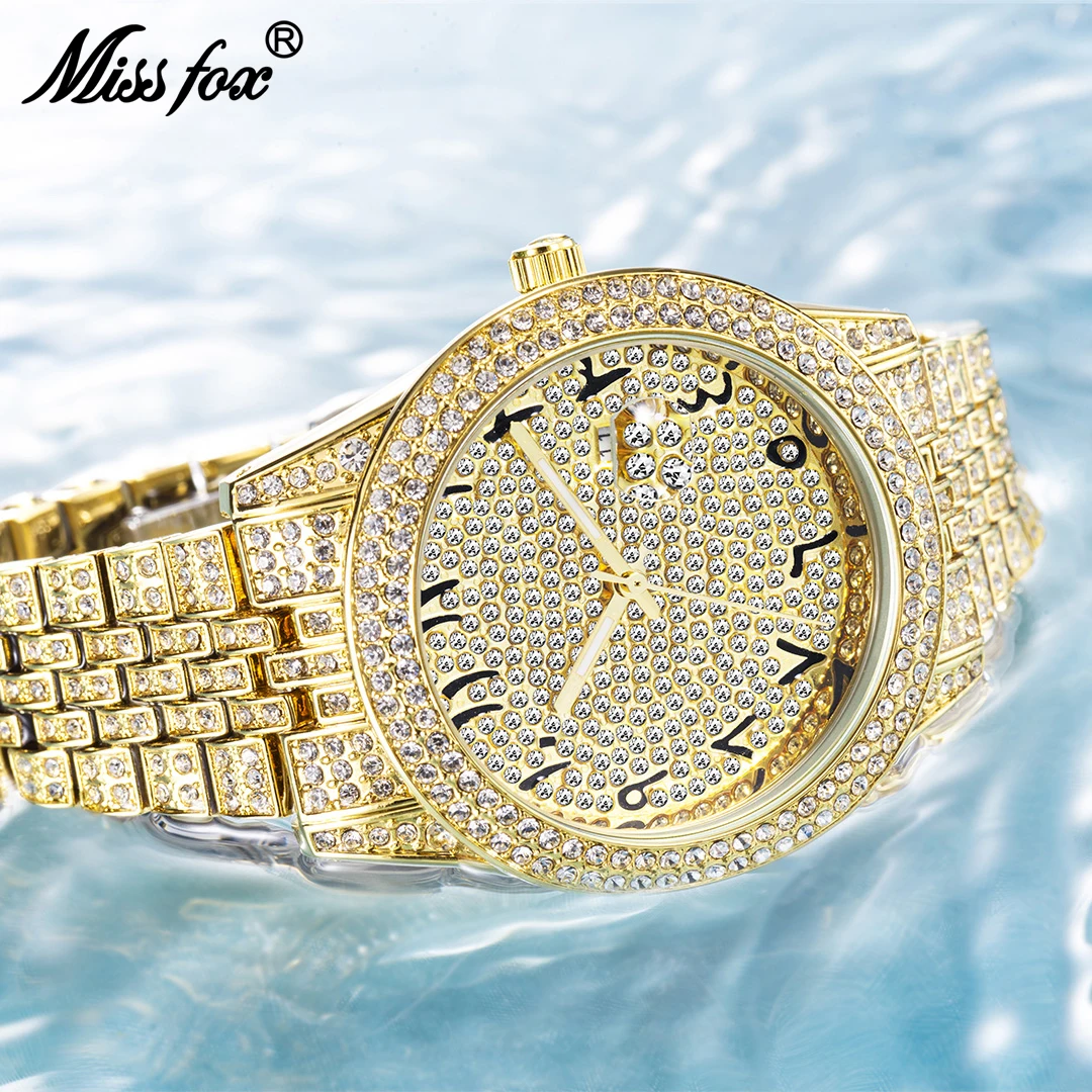 MISSFOX Watch For Men New Full Diamond Luminous Waterproof Male Quartz ...