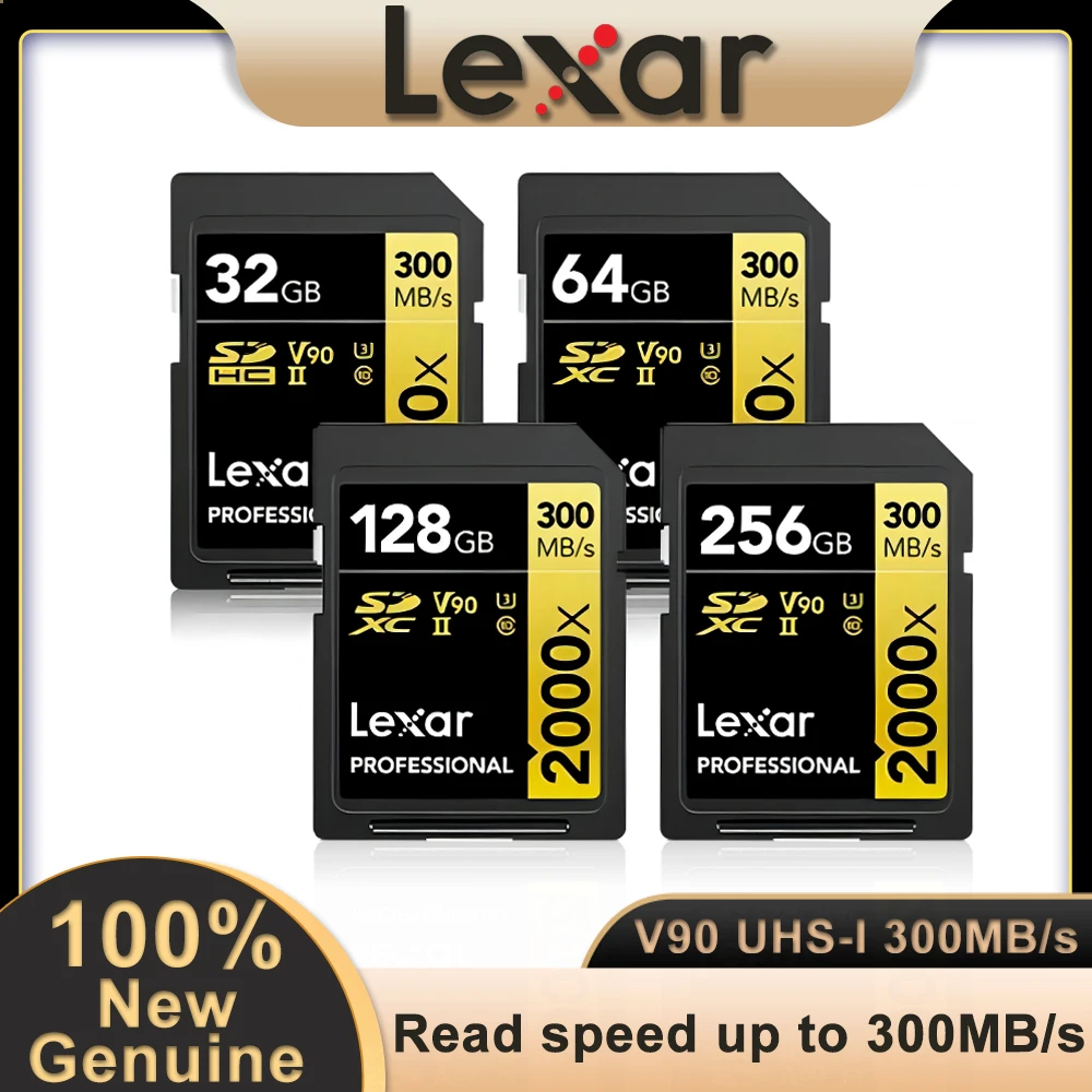 Lexar-2000X-SD-Card-32GB-64GB-128GB-256GB-Gold-Series-V90-Class-10-U3 ...