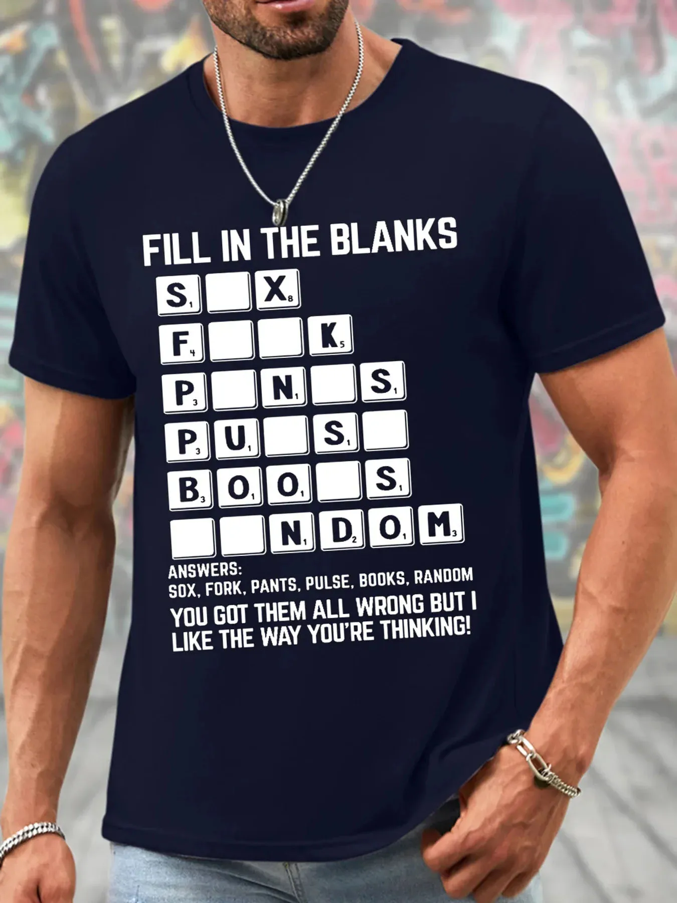 Fill In Blanks print Cotton Men Men's T-shirt Short Sleeve Tees Male ...