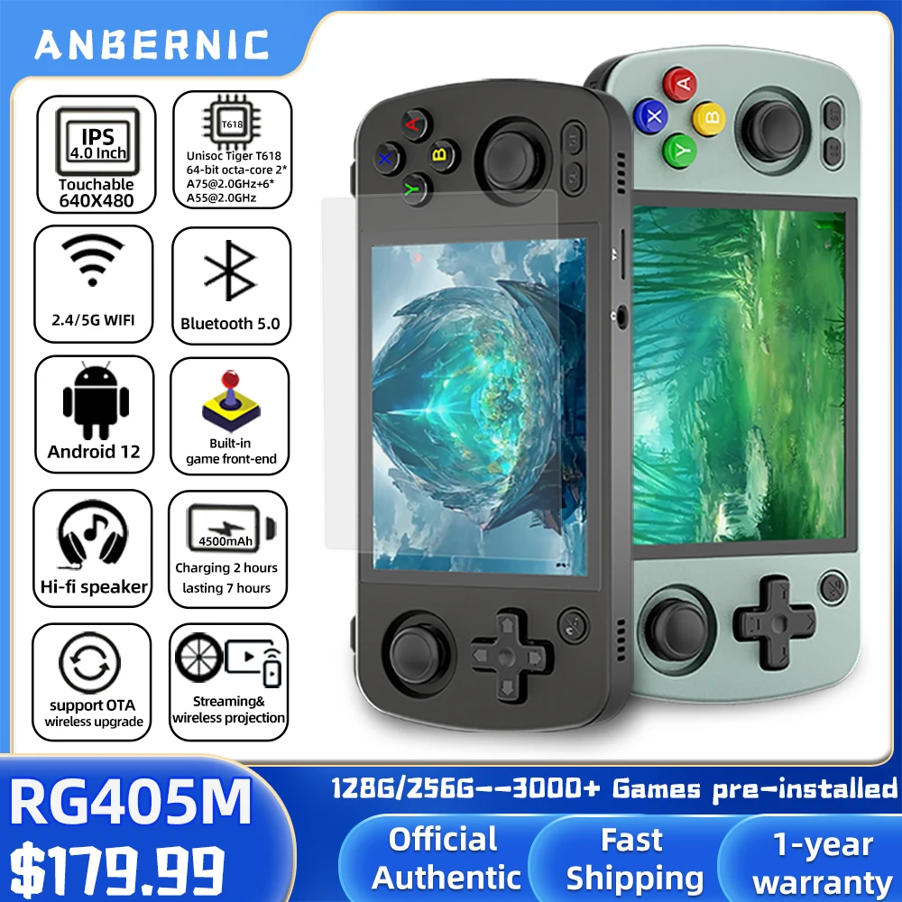 ANBERNIC RG405M Metal Handheld Game Console Android 12 System Unisoc ...