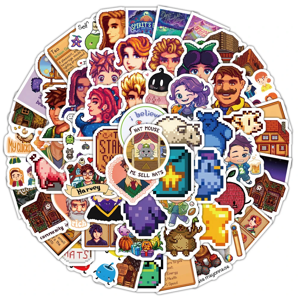 10-30-50-100pcs-Fun-Pixel-Game-Stardew-Valley-Stickers-Cartoon-Kids ...