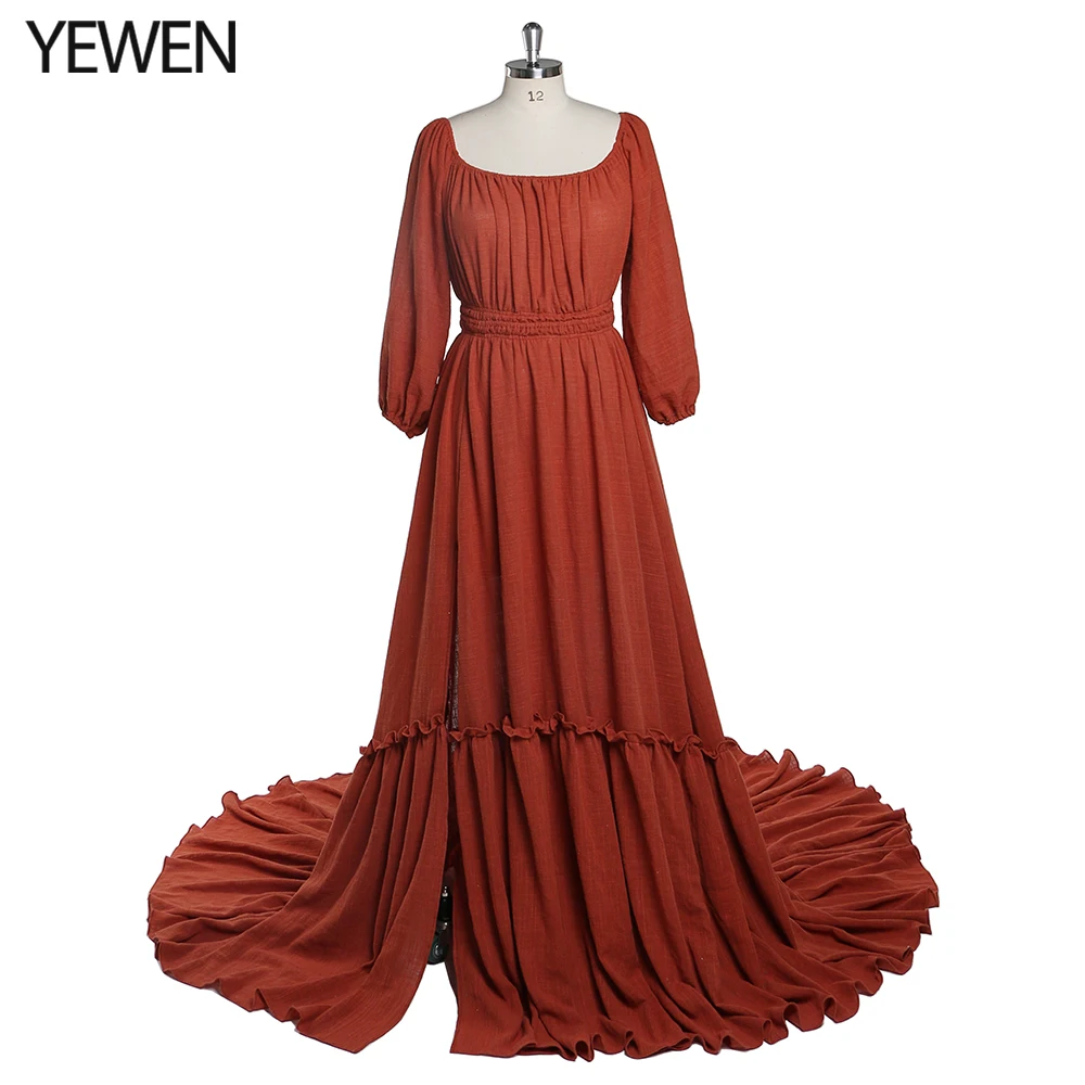 Off-Shoulder-Full-Sleeves-Evening-Dresses-Round-Neck-Photography ...