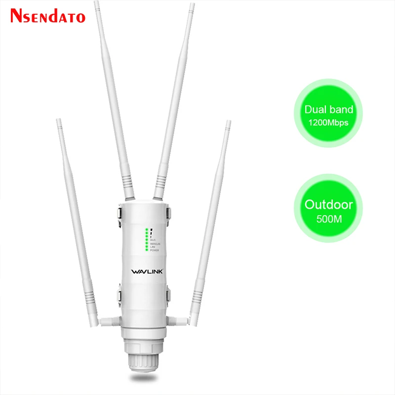 Outdoor WiFi Long Range Extender Wireless Dual Band 2.4G/5Ghz AC1200 ...