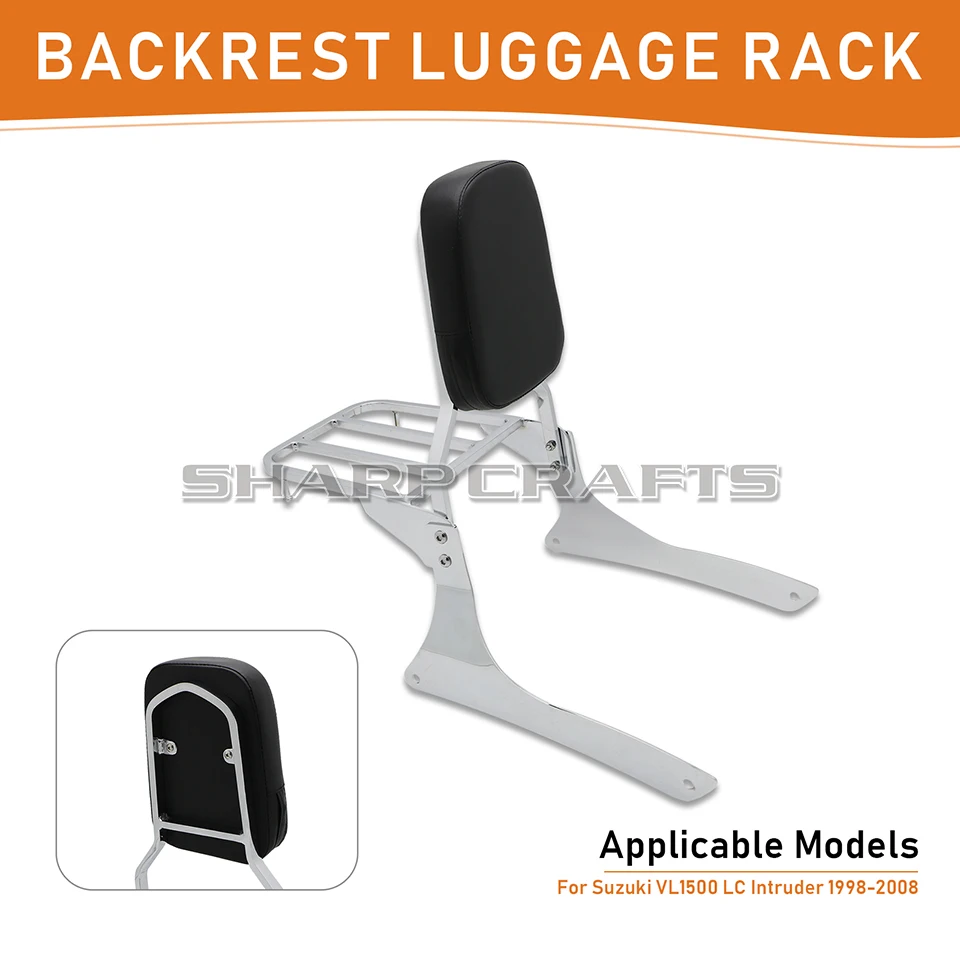 Motorcycle Passenger Rear Backrest Sissy Bar Luggage Rack Pad For ...