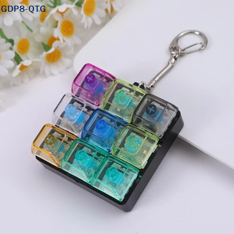Button Keycap Keychain 9 Keys Keyboard Decompression Toys DIY Keyboard ...