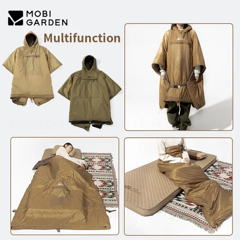 Mobi-Garden-Camping-Wearable-Cloak-With-Cap-680g-Ultralight-Cotton ...