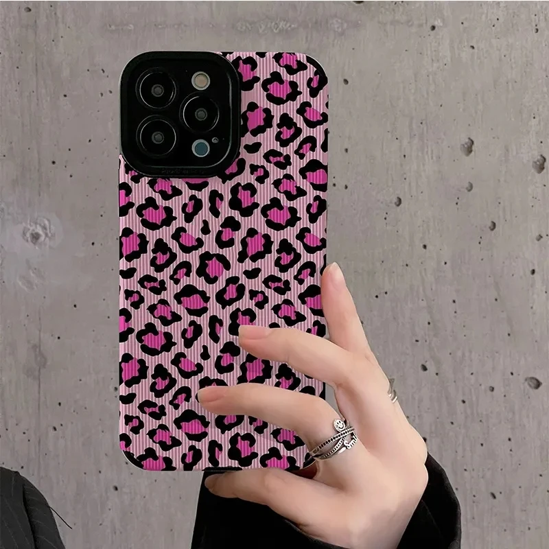 Fashion-Yellow-Pink-Leopard-Print-Case-For-iPhone-16-15-14-11-12-13-Pro ...