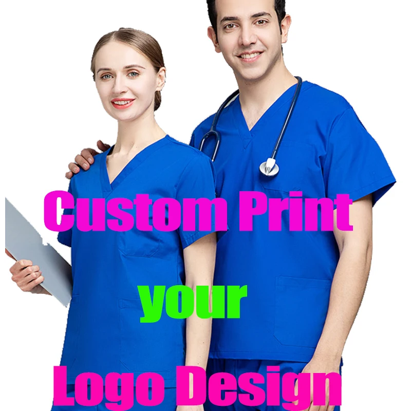 Custom Print Logo Uniform Design Scrub Sets Unisex Clinic Pet Tooth ...