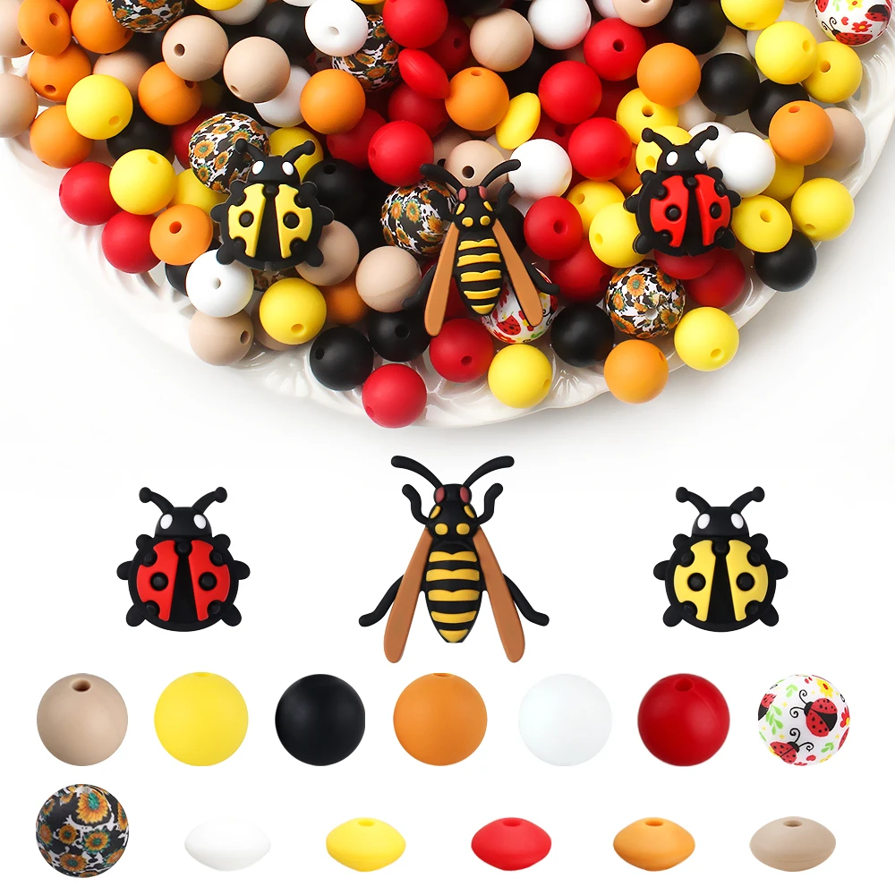 30pcs 3D Ladybug Silicone Beads Animal Theme Silicone Bead for Jewelry ...