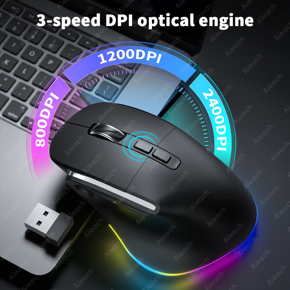Multi-Device Wireless Performance Mouse USB Bluetooth Mouse Backlit ...
