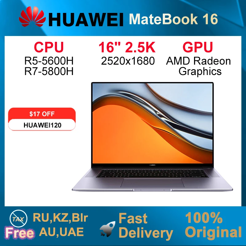 HUAWEI-MateBook-16-AMD-R5-5600H-R7-5800H-16GB-512GB-Radeon-Graphics ...