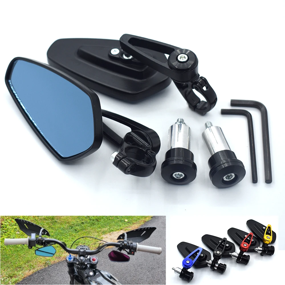 Universal-Motorcycle-7-8-22mm-Handlebar-Aluminum-Rear-View-Mirrors-For ...