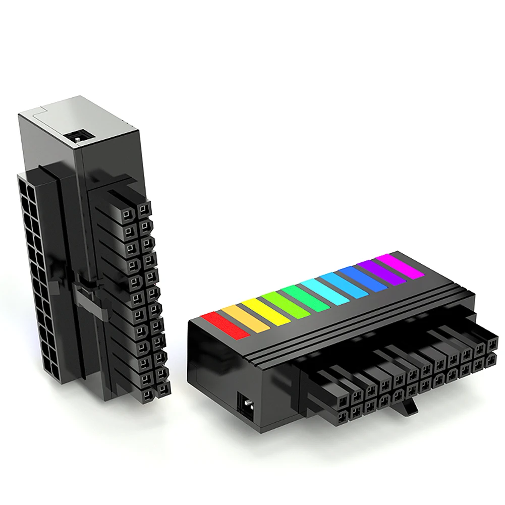 ATX 24 Pin to 90 Degree Power Plug Adapter ARGB Light Mainboard ...