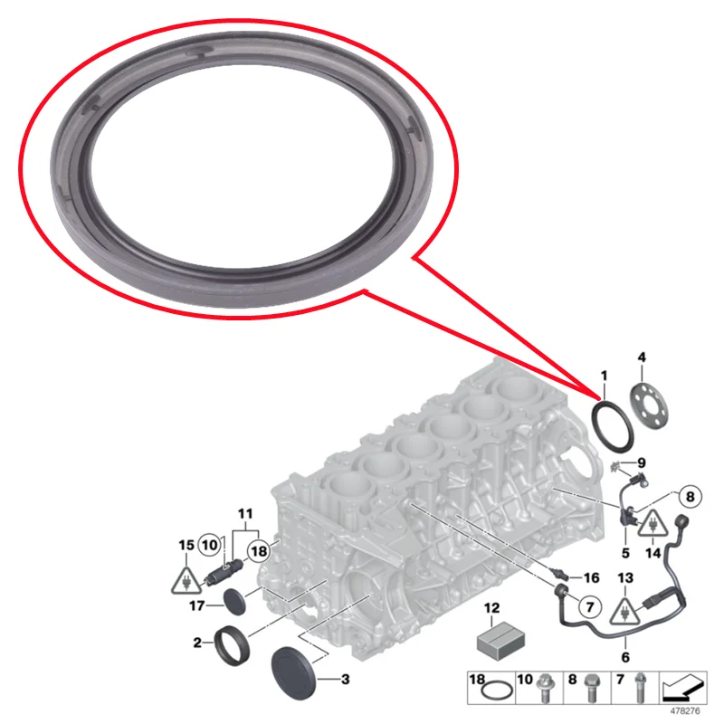 11117587168 Rear Crankshaft Seal For BMW F20 E90 E92 E93 F30 F34 F36 ...