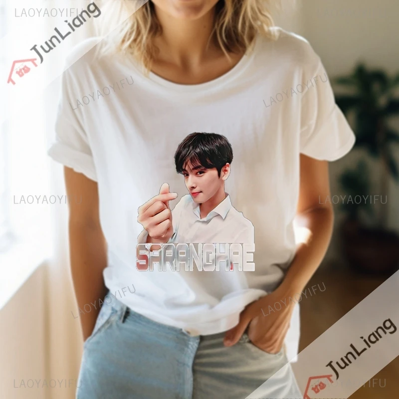 Camisetas gráficas de Cha Eun Woo para mujer, ropa deportiva Kpop, ropa ...