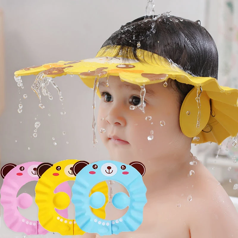 Baby-Eye-Protection-Bath-Shower-Cap-Cartoon-Pattern-Waterproof-Ear ...