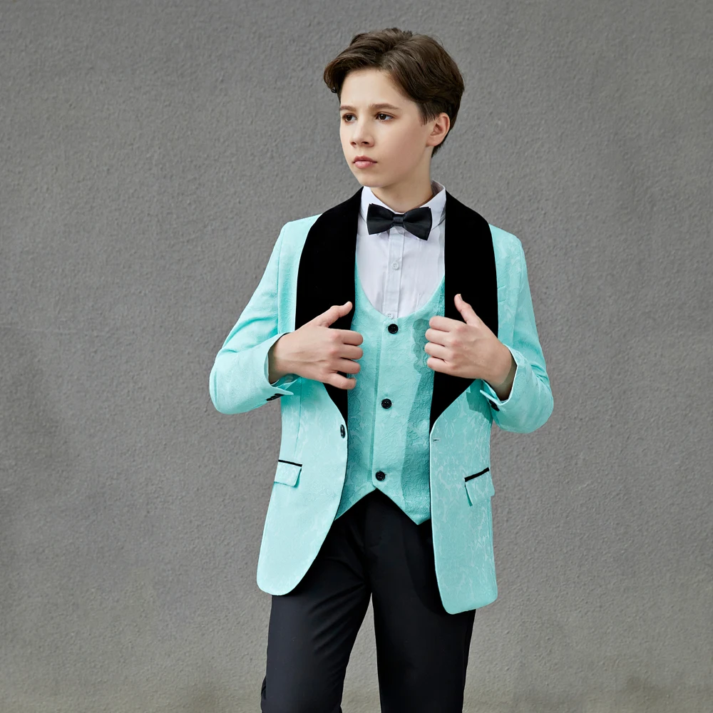 Light-Green-Children-s-Black-LAPEL-SUIT-Kids-Tuxedo-Formal-Dress ...