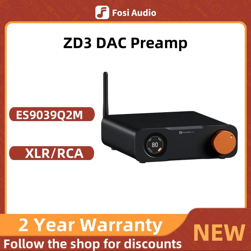 Fosi-Audio-ZD3-Bluetooth-Desktop-DAC-Preamp-ARC-Input-ES9039Q2M-Fully-Balanced-Digital-for-Home ...