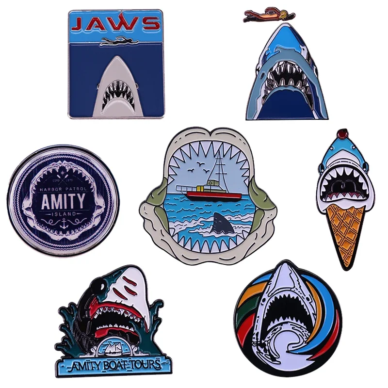 Steven-Spielberg-s-Jaws-Enamel-Pin-Collection-Swimming-Over-Shark-Mouth ...