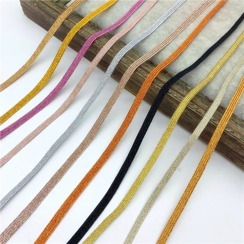5yards/Lot 6mm Elastic Ribbon Gold Wire Glitter Elastic Spandex Band ...