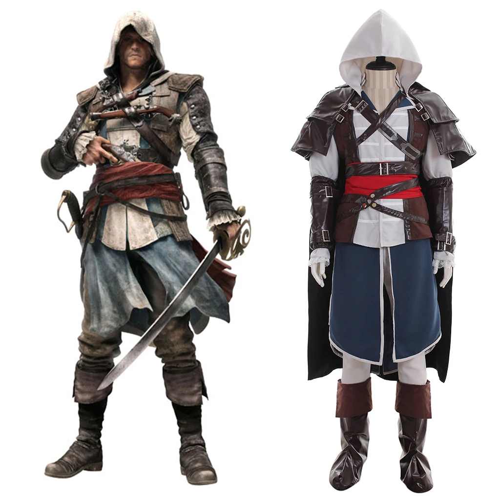 Edward Kenway Cosplay Costume Men's Top Pants with Cloak Full Set ...