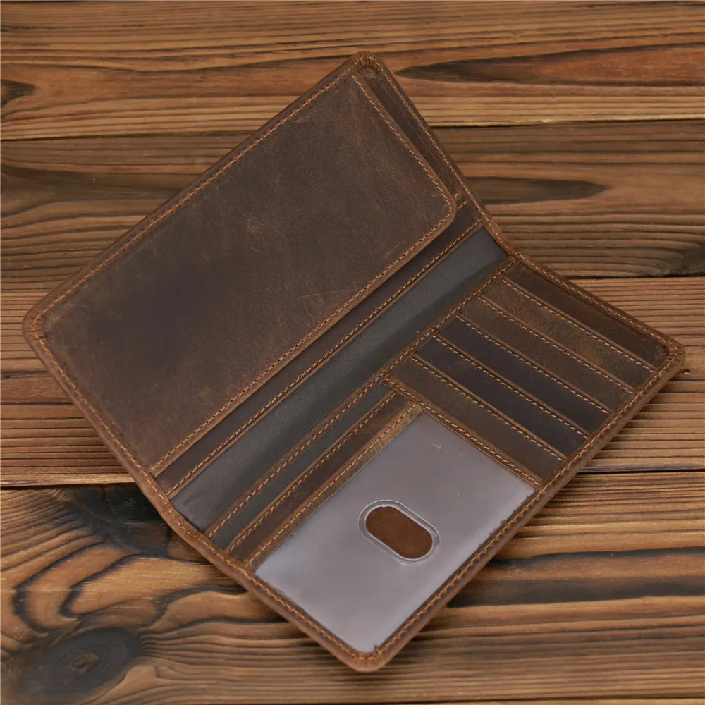 Cartera-larga-Vintage-para-hombre-carteras-de-embrague-de-cuero-genuino ...