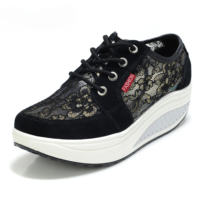 Women Flat Toning Shoes Breathable Ladies Height Increasing Platform ...