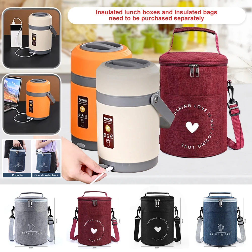 2 Liter USB Electric Heated Lunch Box Stainless Steel Food Warmer Bento ...