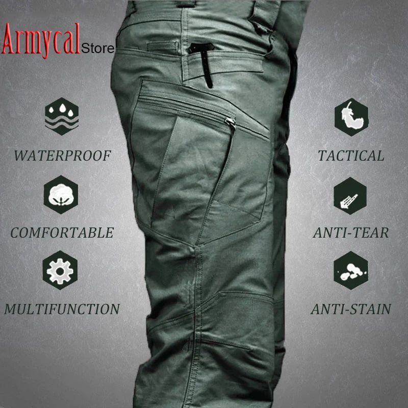 Tactical Cargo Pants Men Outdoor Waterproof SWAT Combat Military ...
