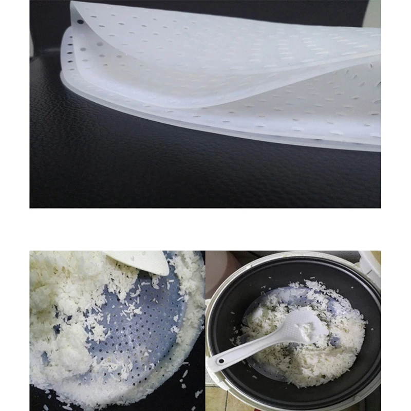 1Pc White Round Rice Steamer Mat Paper Silicone Thickened Non Stick ...