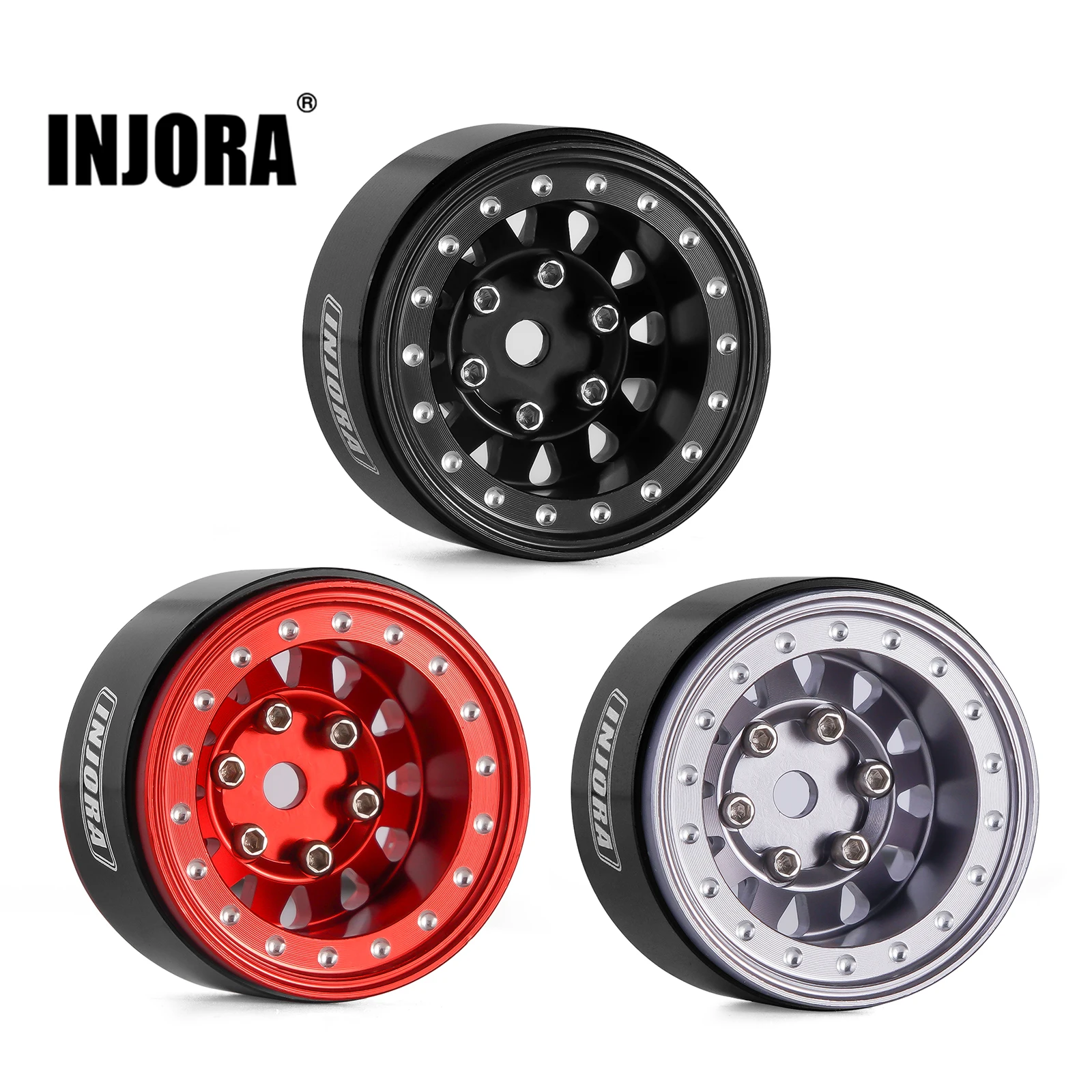 INJORA CNC Aluminum 1.0 Beadlock Wheel Rims Negative Offset 2.85mm for ...