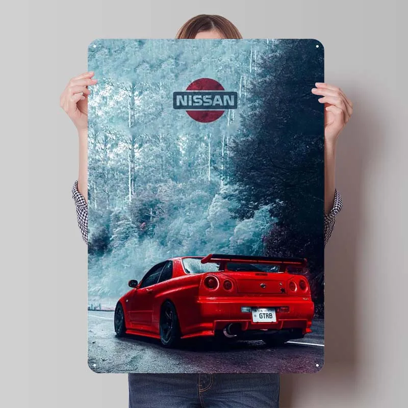 Nissan-Skyline-GTR-R34-Metal-Signs-Classic-Car-Poster-Art-Mural ...