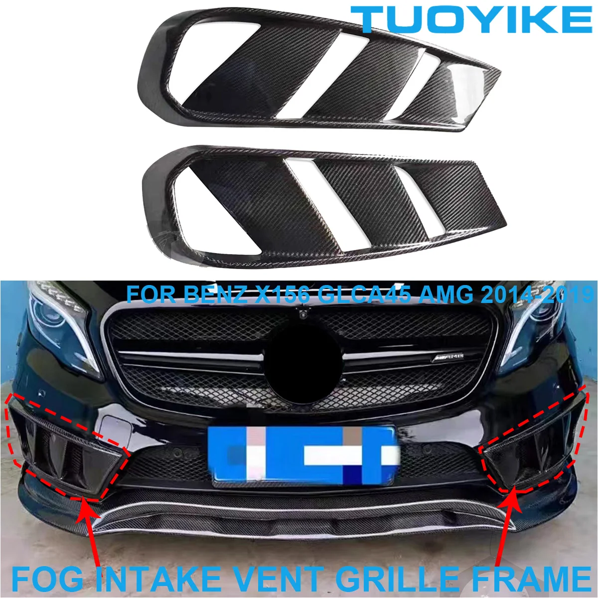 2PCS-Real-Carbon-Fiber-Front-Fog-Lamp-Grille-Bumper-Air-Intake-Vent ...