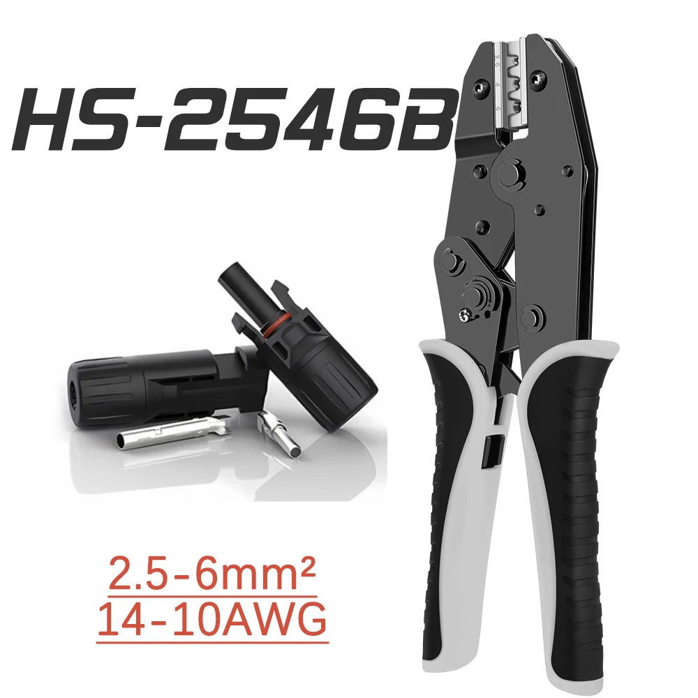 HS-2546B Crimping Tool For Solar Connectors,AWG 14 12 10 Ratchet Wire ...