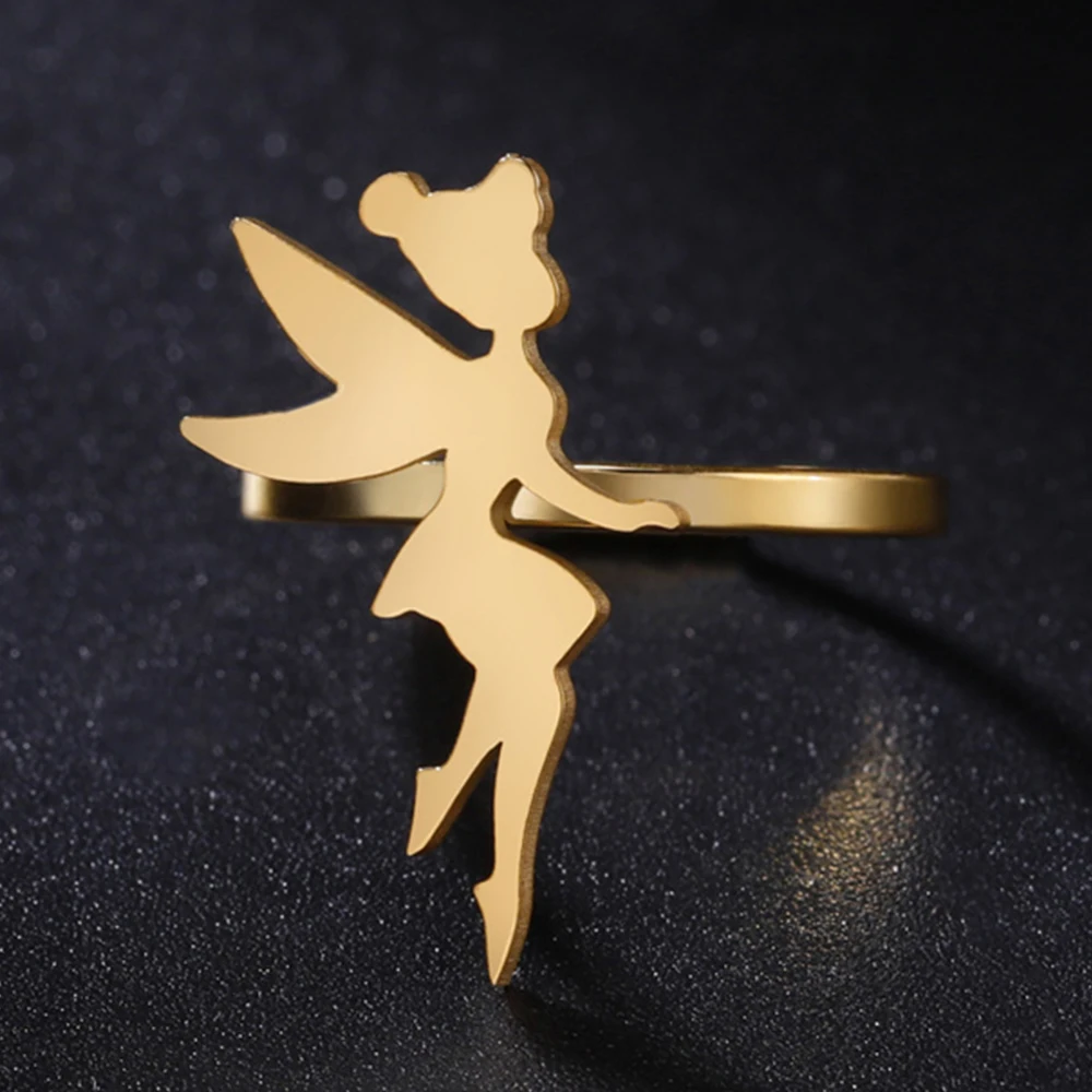 My Shape Flower Fairy Elf Rings For Women Girls Cute Angel Wings Finger ...