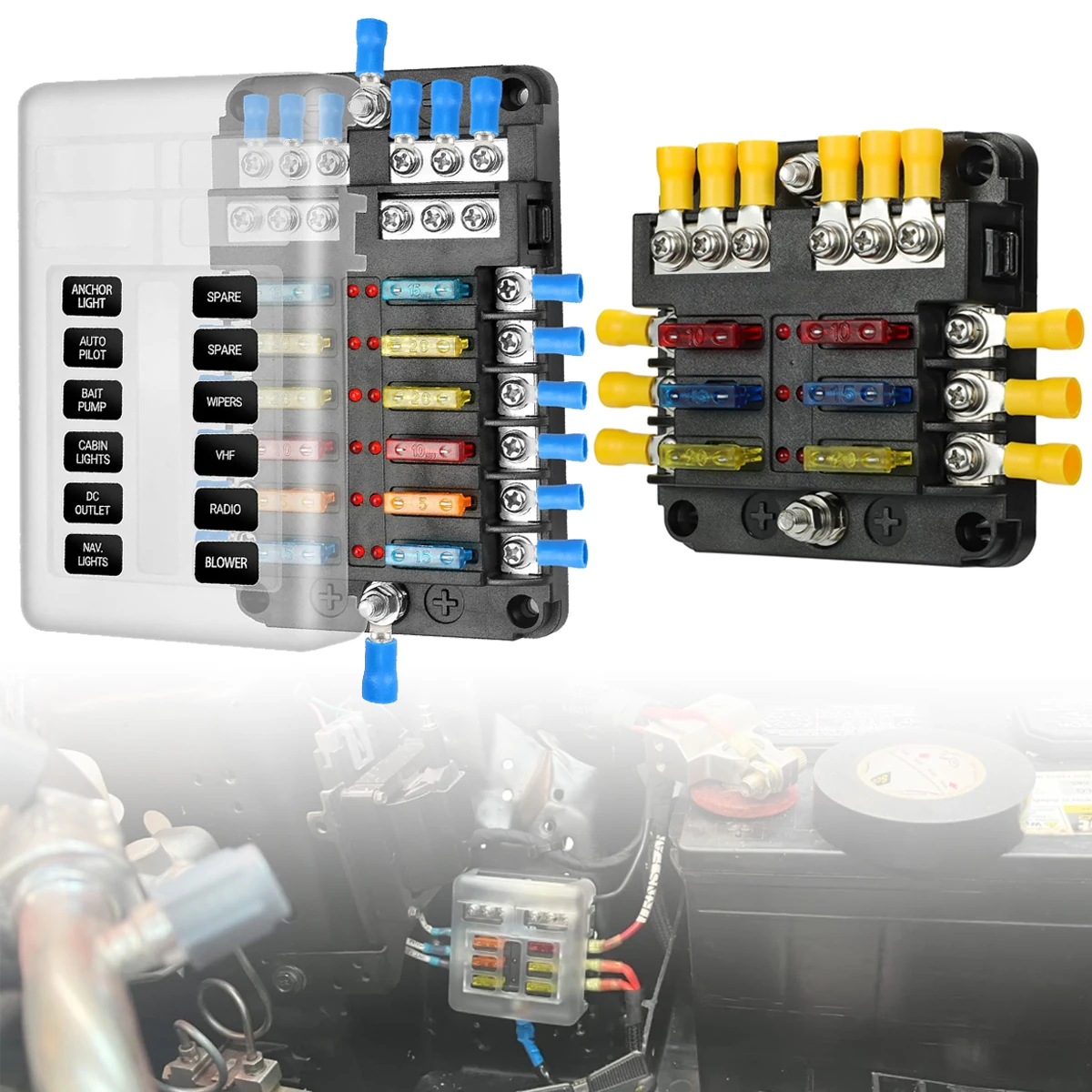 Upgraded-6-12-Way-Blade-Fuse-Block-Fuse-Box-with-Single-Positive-Line ...