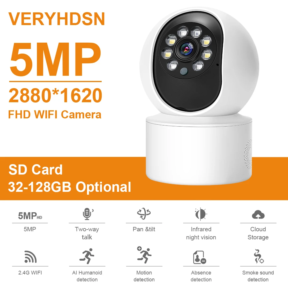 4pcs 5mp Wifi Camera Home Video Surveillance Security Cameras Ip ...