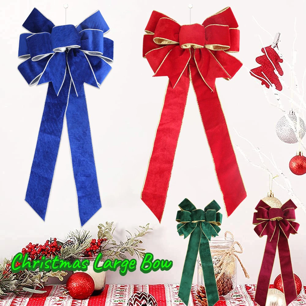 New-60cm-Large-Bow-Christmas-Tree-Decoration-Pendant-Silk-Edge-Velvet ...