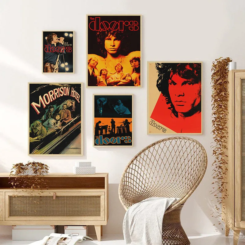 Rock Band Poster Retro Kraft Paper Poster Wall Stickers Living Room Bar ...