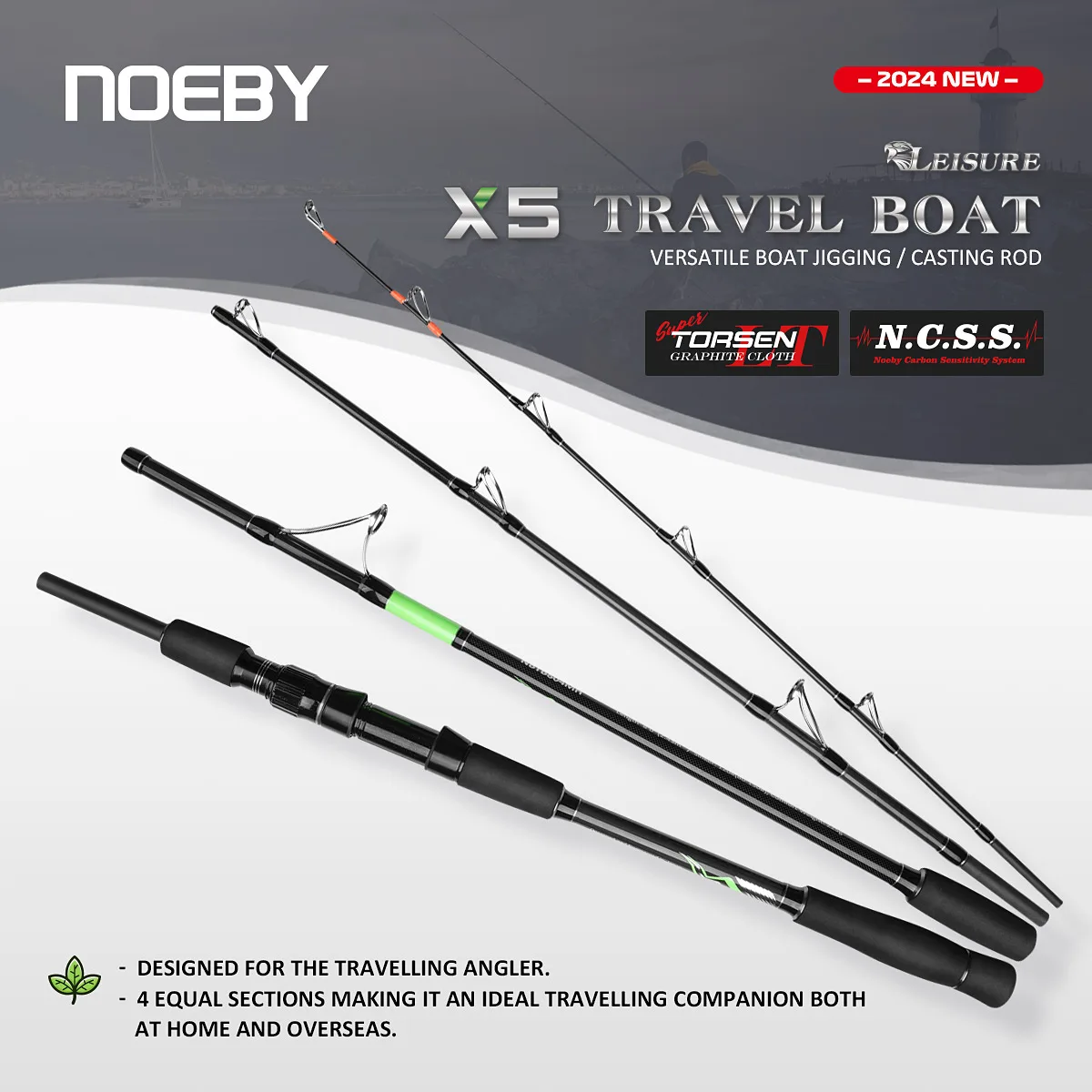NOEBY-4-Sections-Travel-Boat-Fishing-Rod-2-29m-2-43m-MH-Drag-11kg ...