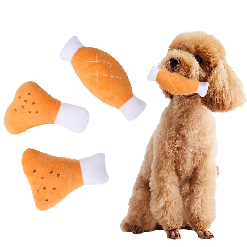 Durable-Soft-Cotton-Plush-Dog-Chew-Toy-Bones-and-Chicken-Leg-with ...