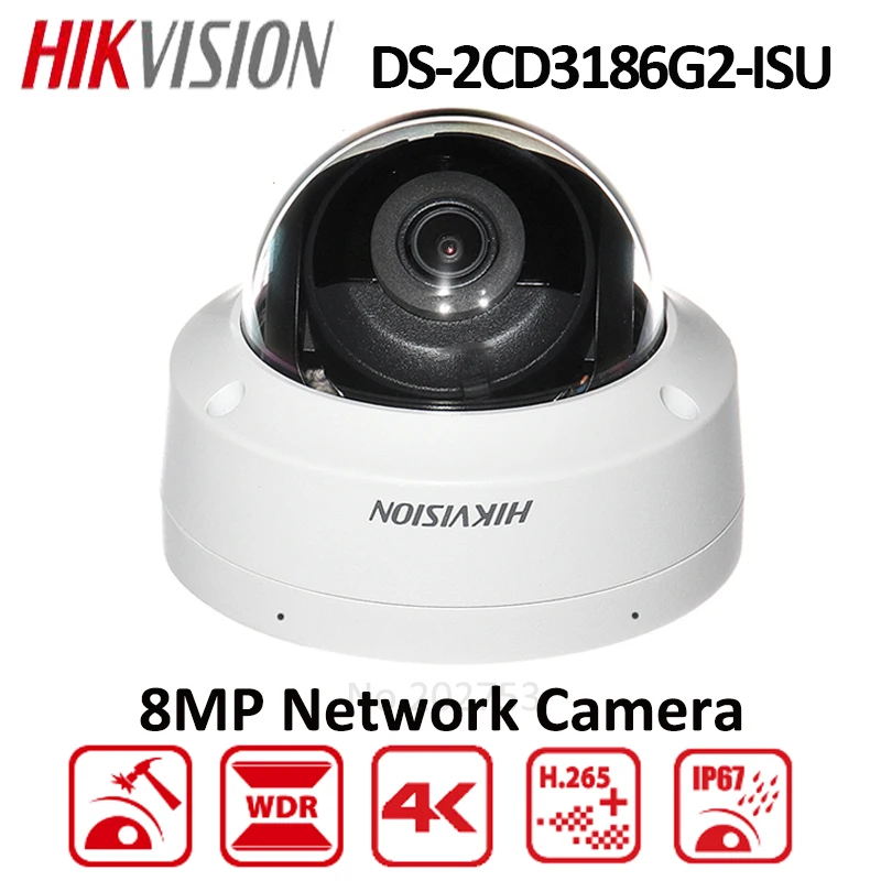 Hikvision 8MP IP Camera DS-2CD3186G2-ISU Dome Network Camera AcuSense ...