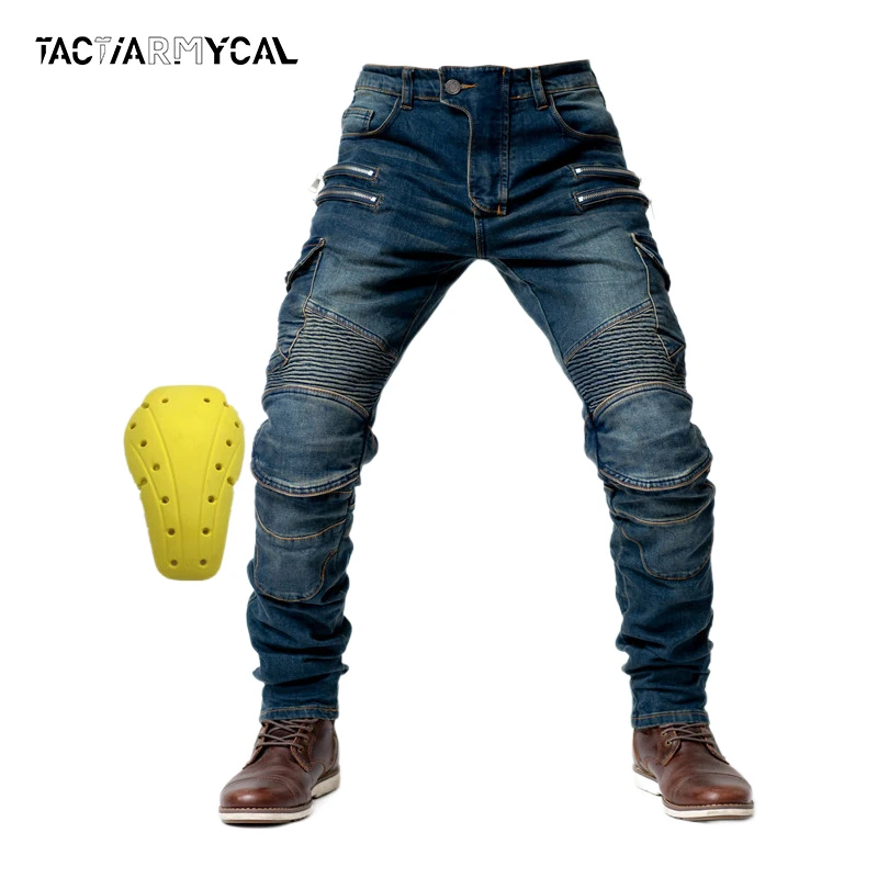 Motorcycle-Riding-Jeans-Men-Multi-Pockets-Riding-Pants-with-Knee-Pads ...