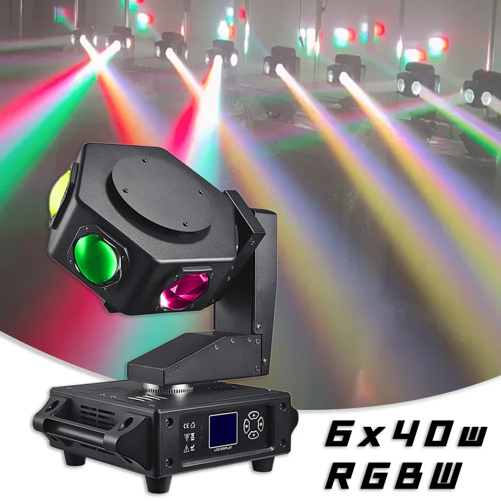 LED-6x40W-RGBW-Beam-Moving-Head-Infinite-Rotation-Party-Stage-Lighting ...
