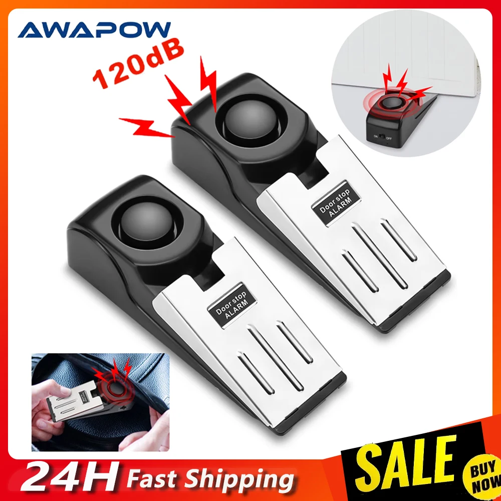 Awapow 125dB Wireless Door Stop Alarm System Anti Theft Doorstop ...