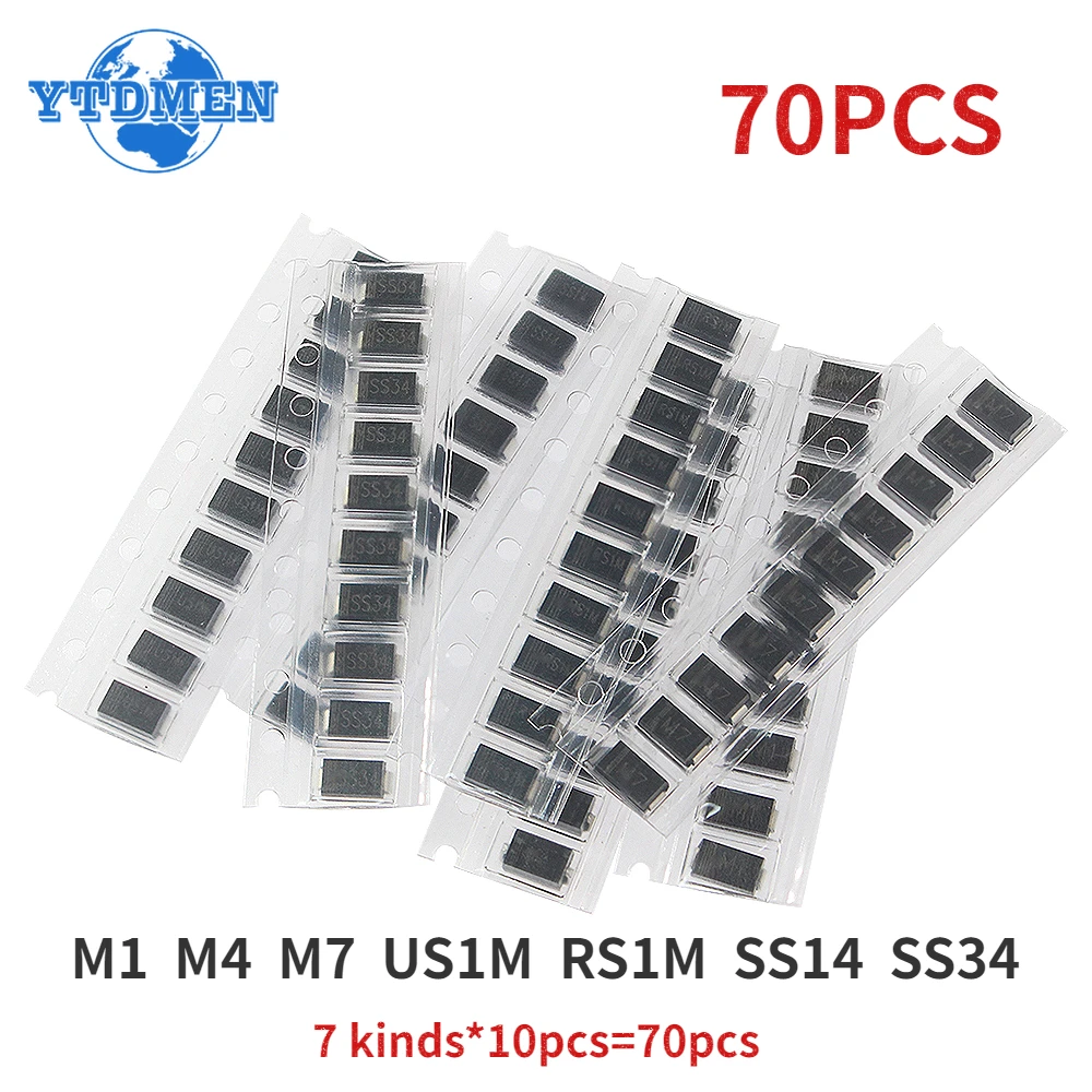 70-100PCS-SMD-Diodes-1N4007-M7-1N4001-M1-1N4004-M4-SS14-US1M-RS1M-SS34 ...