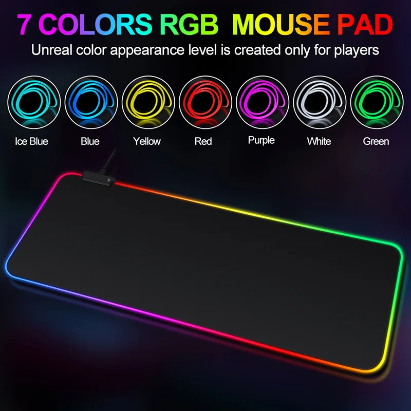 Led Light Mousepad Rgb Keyboard Cover Desk-mat Colorful Surface Mouse ...
