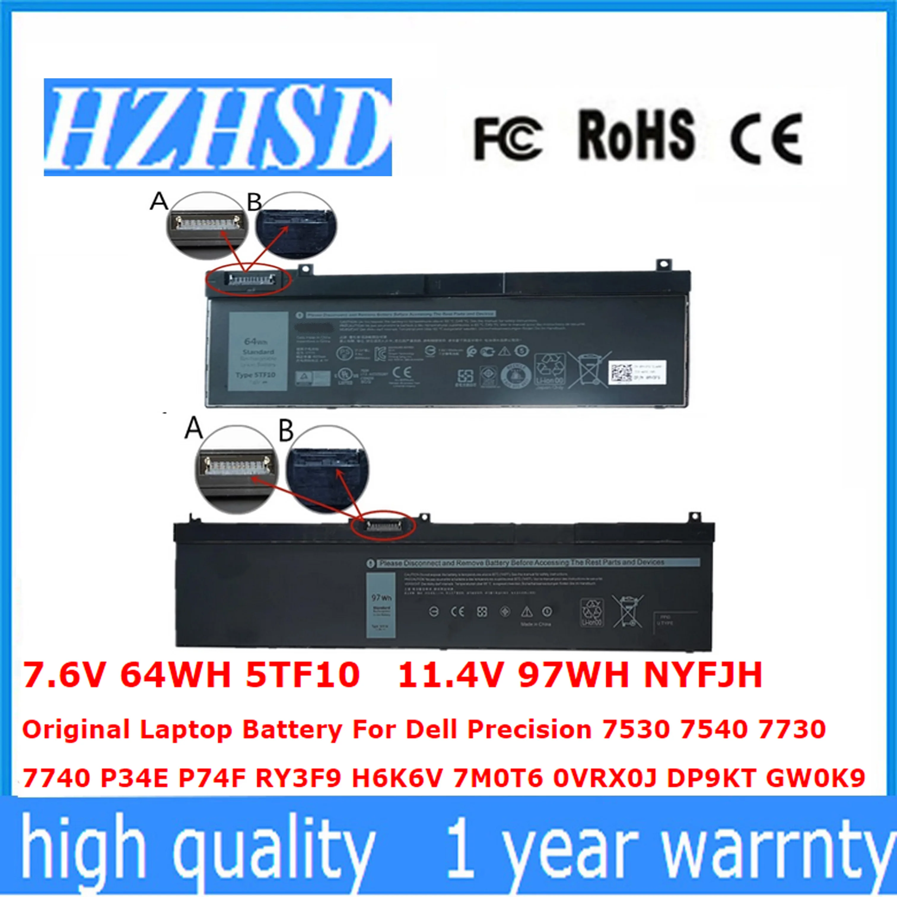 5TF10-97WH-NYFJH-Original-Laptop-Battery-For-Dell-Precision-7530-7540 ...